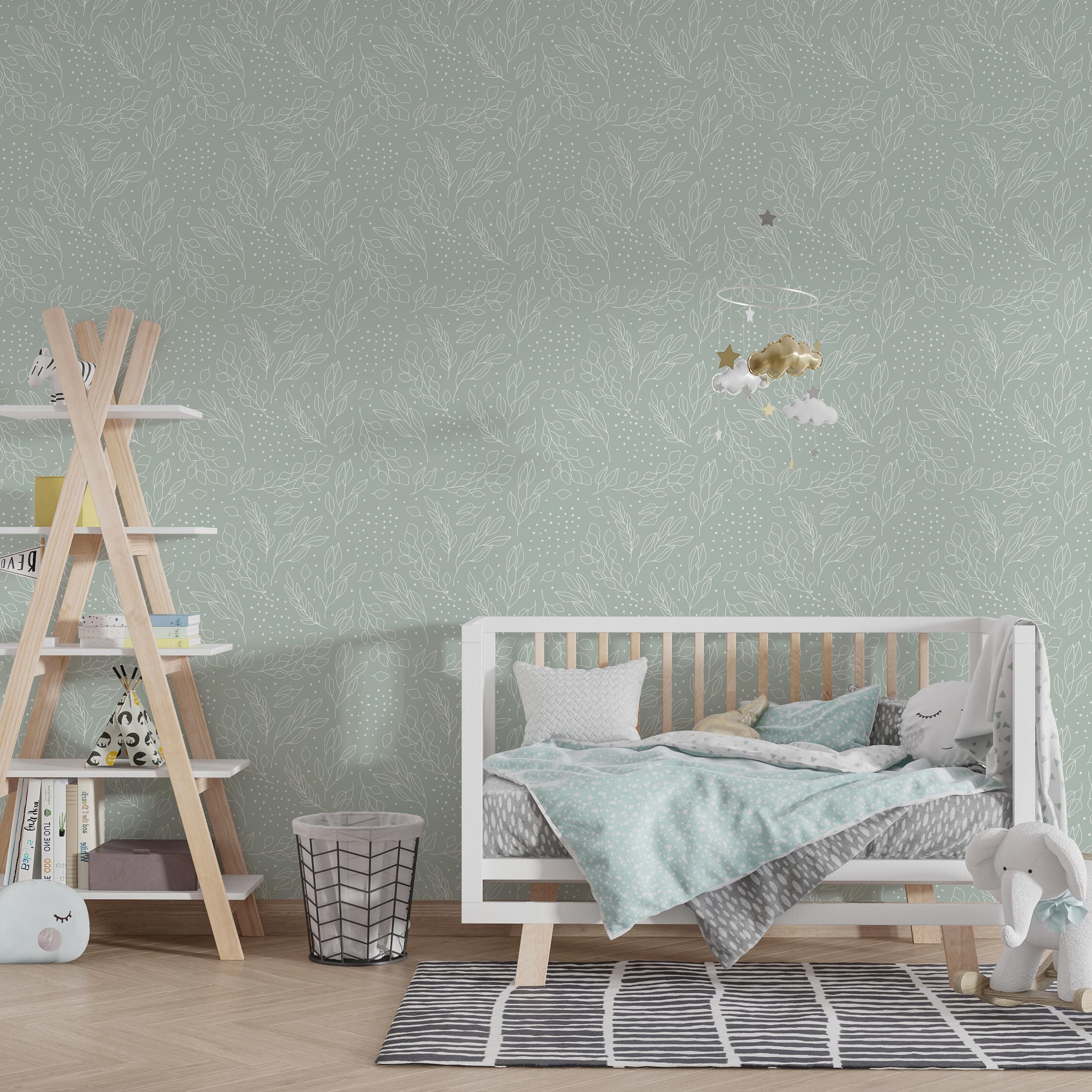 Sage floral wallpaper | Wallflorashop.com
