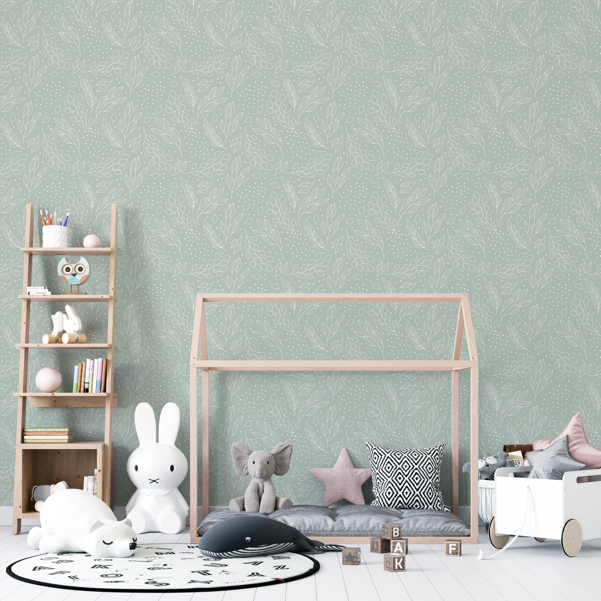 Sage floral wallpaper | Wallflorashop.com