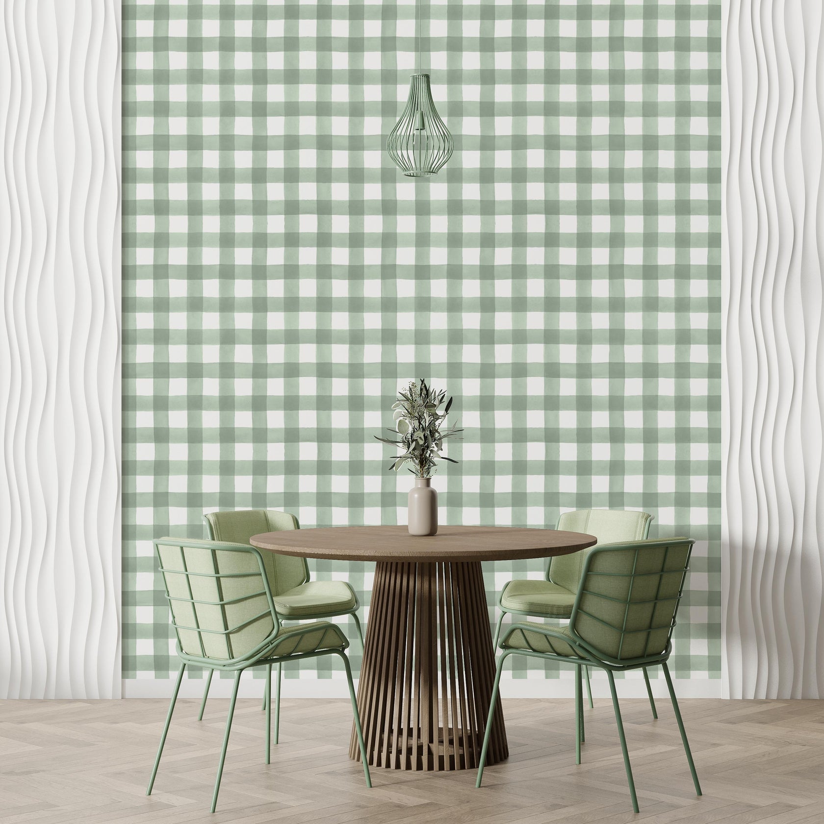 Sage gingham wallpaper | Wallflorashop.com
